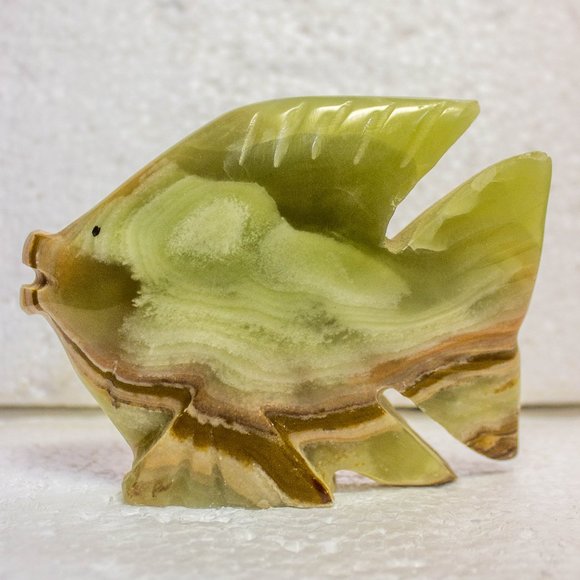Accents | 4 Green Banded Calcite Green Onyx Fish Carving | Poshmark